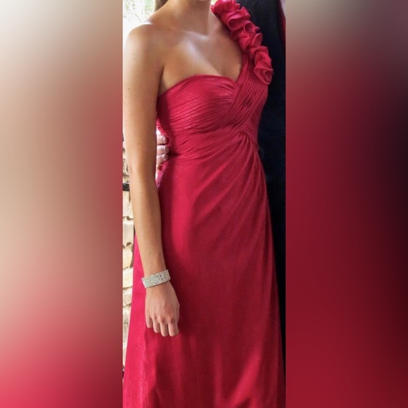 Cache | Dresses | Cache Prom Dress Red Shimmery Roses Size 4 | Poshmark